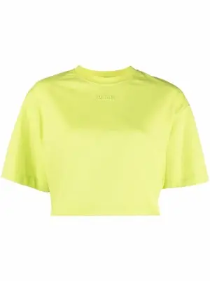 MSGM Logo-print Cropped T-shirt - Green