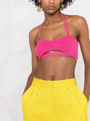 Jacquemus Ribbed-knit Crop Top - Pink