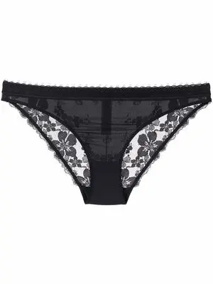 Stella McCartney Sheer Floral-lace Briefs - Black