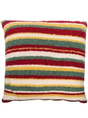 THE ELDER STATESMAN Teddy Stripe Knitted Cushion - Yellow
