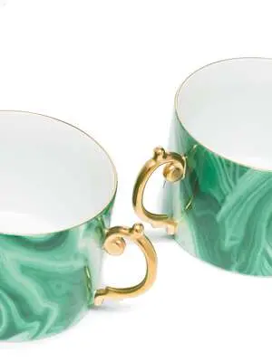 L'Objet Set Of 2 Malachite Tea Cup And Saucer - Green