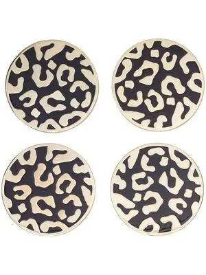 L'Objet Leopard-print Set Of Four Coasters - Gold
