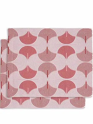 La DoubleJ Set Of 2 Geometric-print Table Mats - White