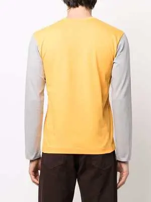 Play Comme Des Garcon Logo-embroidered Colour-block T-shirt - Orange