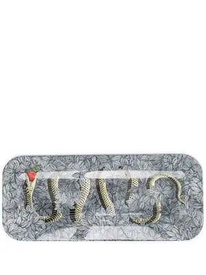 FORNASETTI Original Sin Snake-print Tray - Grey