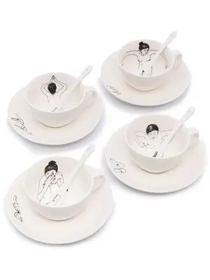 POLSPOTTEN Undressed Ceramic Tea Set - White