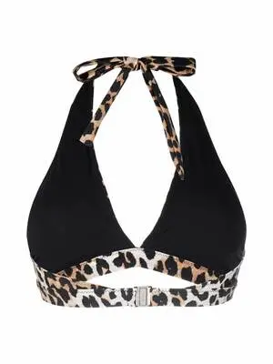 GANNI Leopard-print Bikini Top