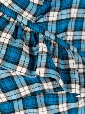 GANNI Plaid Check Print Halterneck Swimsuit With Ruffle Detail