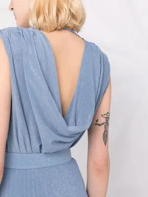 Elisabetta Franchi Pleated Gown With Cowl Back