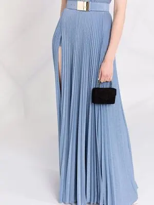 Elisabetta Franchi Pleated Gown With Cowl Back