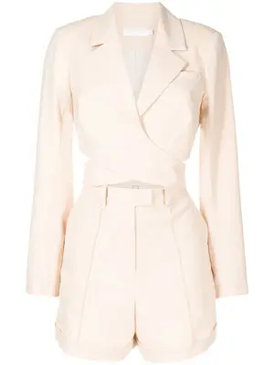 Simkhai Nella Tailored Wrap Playsuit - Neutrals
