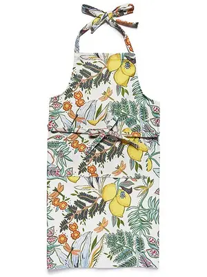 La DoubleJ Botanical Print Apron - White