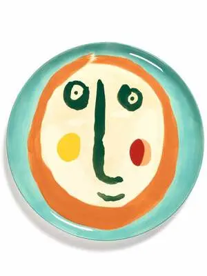 SERAX Feast Face 2' Abstract-print Serving Plate - Blue