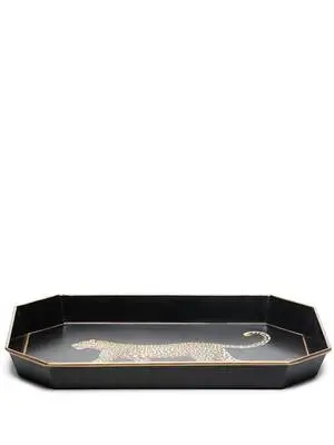 LES-OTTOMANS Leopard-print Octagon Tray - Black