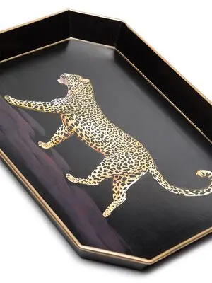 LES-OTTOMANS Leopard-print Octagon Tray