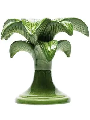 LES-OTTOMANS Palm Tree Small Candle Holder - Green