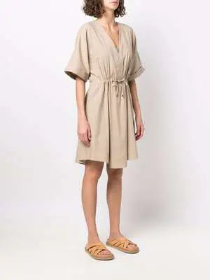 Brunello Cucinelli Drawstring Linen Mini Dress