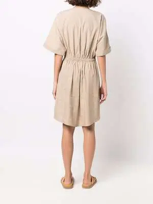 Brunello Cucinelli Drawstring Linen Mini Dress