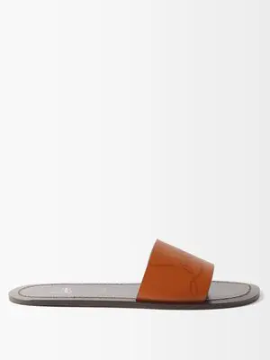 CHRISTIAN LOUBOUTIN Christian Louboutin - Coolraoul Leather Slides - Mens - Brown - 39 EU - Brown