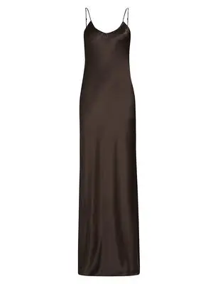 NILI LOTAN Women's Cami Silk Charmeuse Gown - Ivory  - Dark Brown