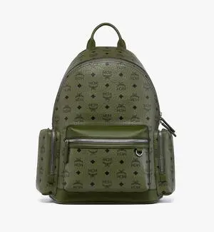 Mcm Stark Backpack In Visetos Monogram Canvas - Khaki Moss