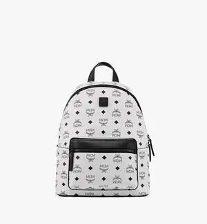 Mcm Stark Backpack In Visetos Monogram Canvas White
