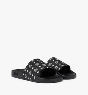Mcm Monogram Rubber Slides - Black