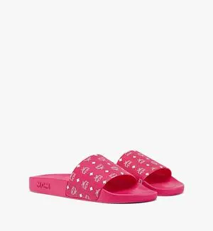 Mcm Monogram Rubber Slides Fuchsia Purple