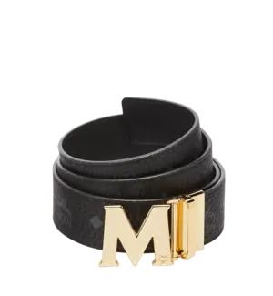 Mcm Claus Reversible Belt - Black / Matte Black