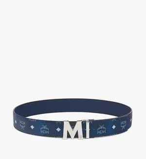 Mcm Claus Reversible Belt - Blue Visetos