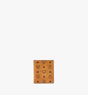 Mcm Bifold Card Wallet In Visetos Original - Cognac