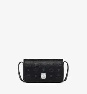 Mcm Aren Crossbody Wallet In Visetos - Black