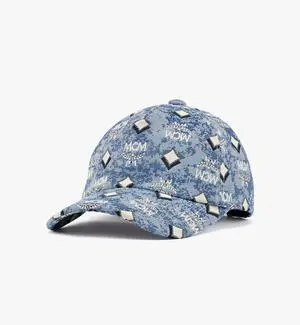 Mcm Classic Cap In Vintage Monogram Jacquard Blue