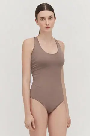 Cuyana Stretch Tank Top Bodysuit Grey