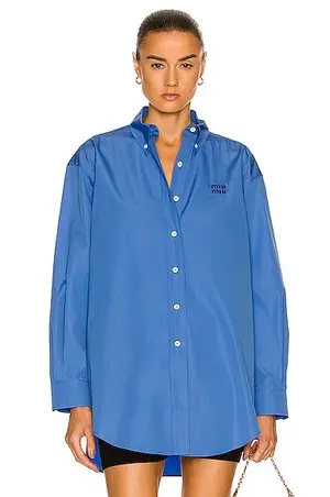 Miu Miu Poplin Shirt In Blue