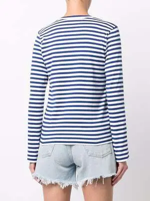 Play Comme Des Garcon Heart-patch Striped T-shirt - White