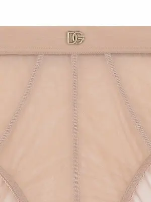 Dolce & Gabbana Dg-logo Tulle Briefs - Neutrals