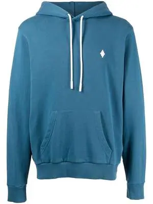COUNTY OF MILAN Embroidered Logo Drawstring Hoodie - Blue