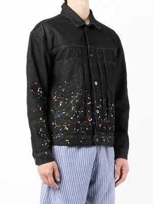 COUNTY OF MILAN Marcelo Burlon Paint-splatter Denim Jacket - Black