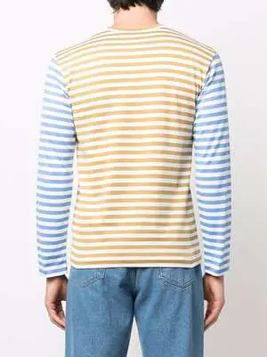 Play Comme Des Garcon Logo-embroidered Stripe-print T-shirt