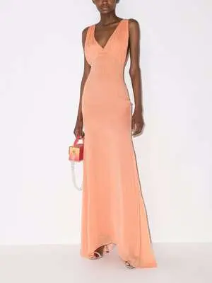 DE LA VALI Moss Chiffon Gown