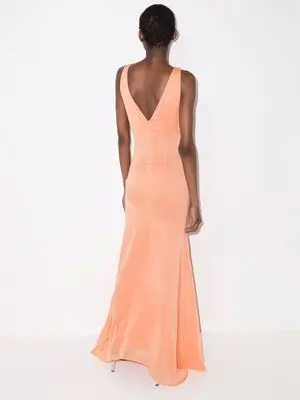 DE LA VALI Moss Chiffon Gown