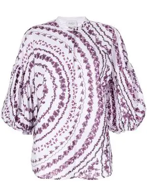 Giambattista Valli Floral-print Balloon-sleeves Blouse