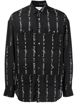 PORTS V Graphic-print Multi-pocket Shirt - Black