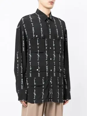 PORTS V Graphic-print Multi-pocket Shirt - Black
