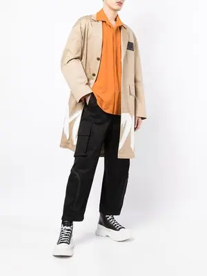 PORTS V Slogan-print Mid-length Coat