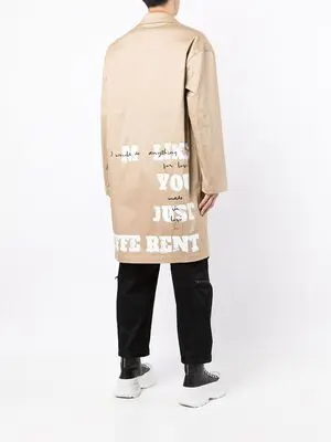 PORTS V Slogan-print Mid-length Coat