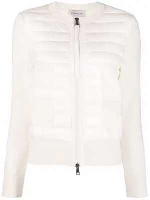Moncler Quilted Zipped Cardigan - White