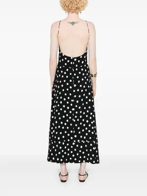 Saint Laurent Polka Dot Print Midi Dress