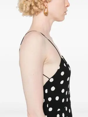 Saint Laurent Polka Dot Print Midi Dress